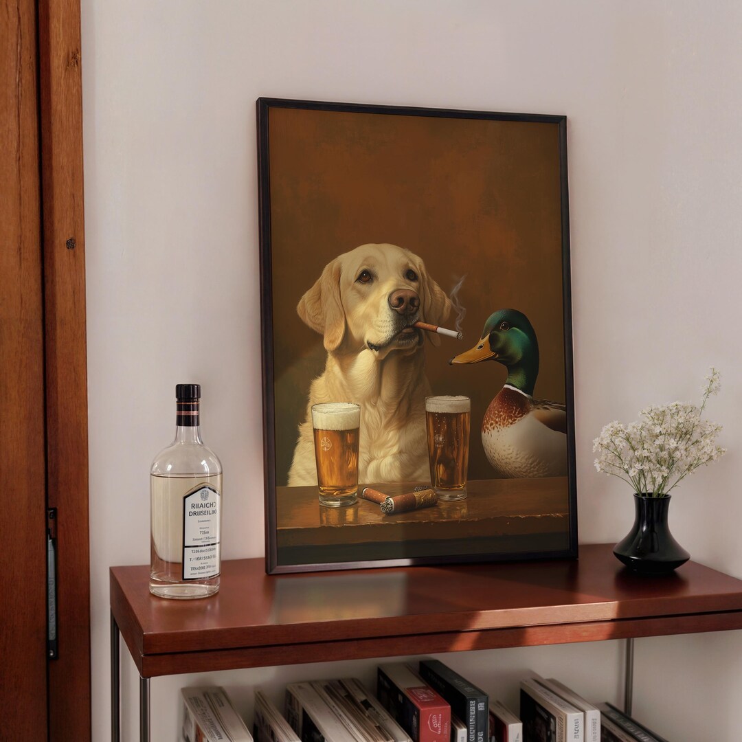 A Labrador Retriever and a Mallard Duck Cabin Wall Decor Outdoor Sports ...