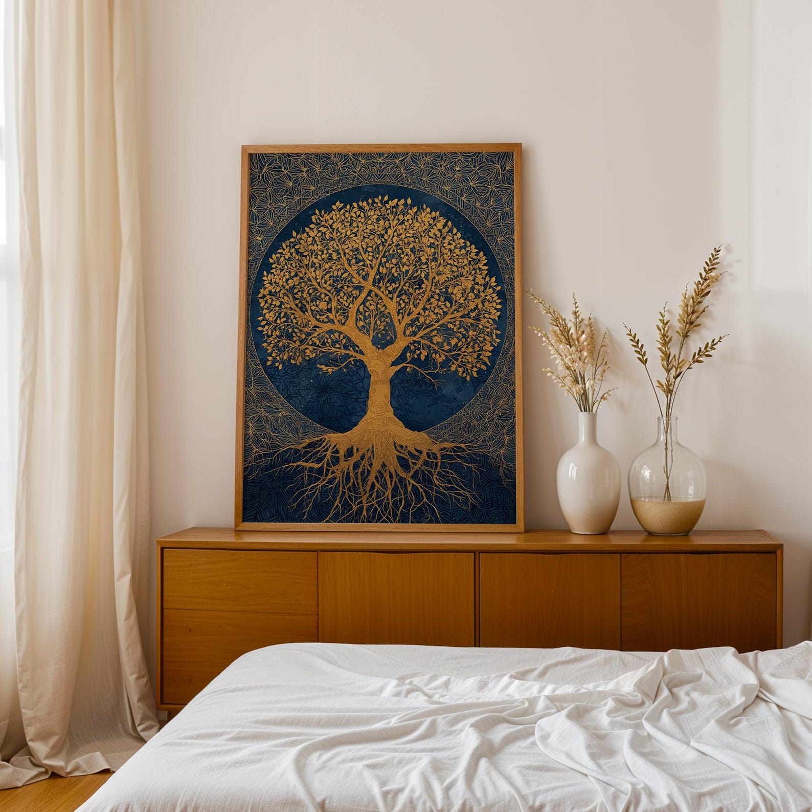 Tree of Life Navy Blue Room Poster, Tree of Life Symbol Wall Art ...