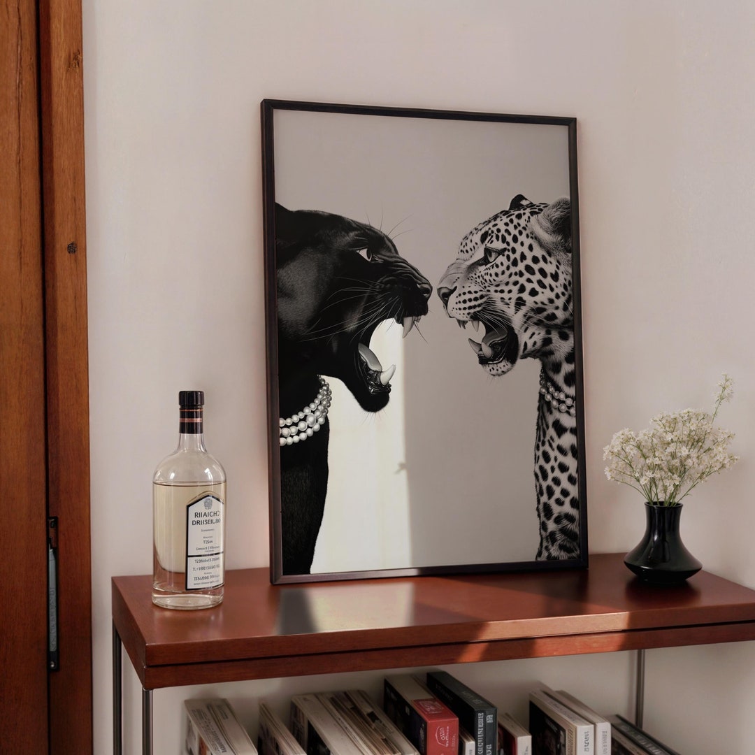 Cheetah Wall Art, Cheetah Couple Print, Two Big Cats Art, Black and ...