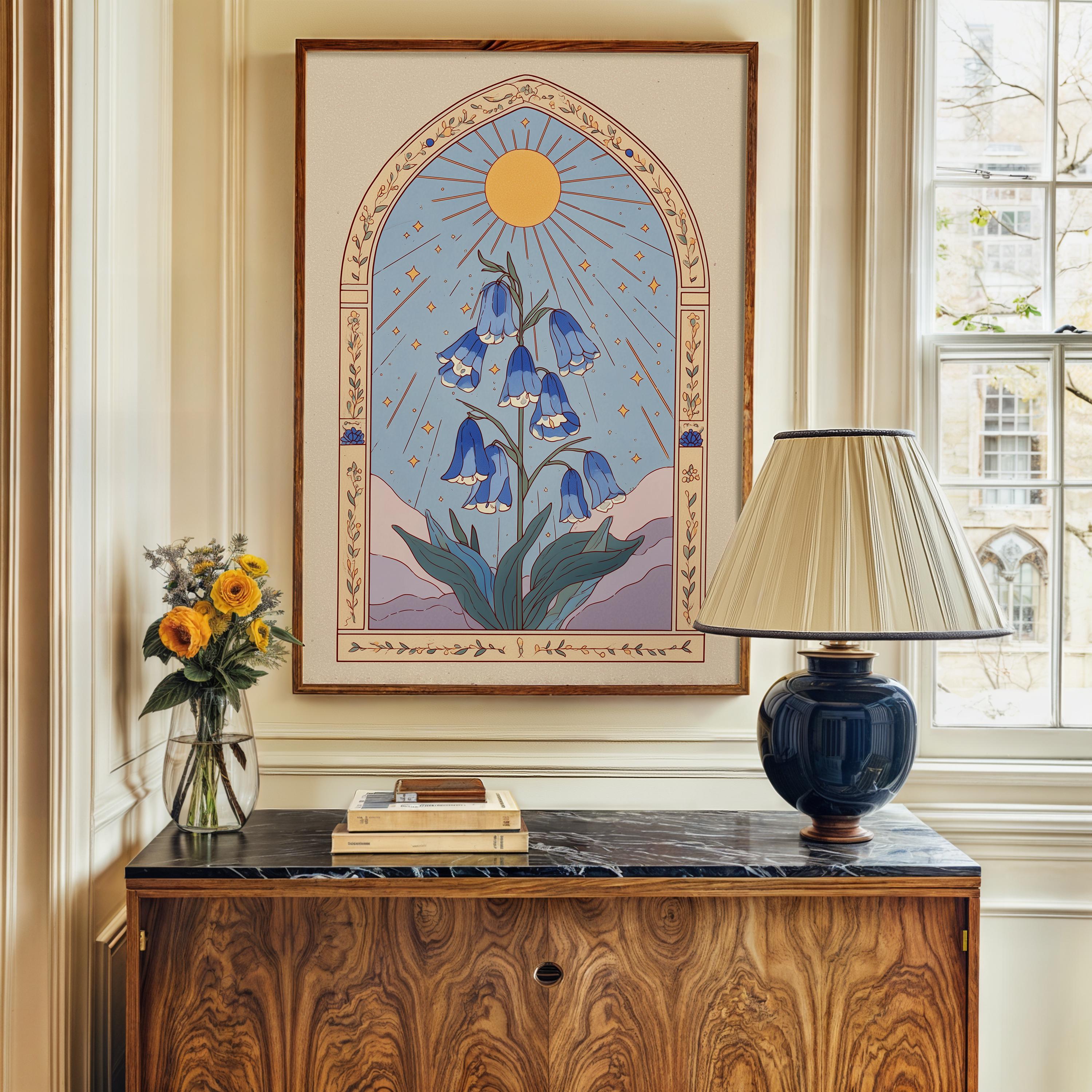Vintage Botanical Bluebell Poster, Flowery Bluebell Poster, Blue Flower ...