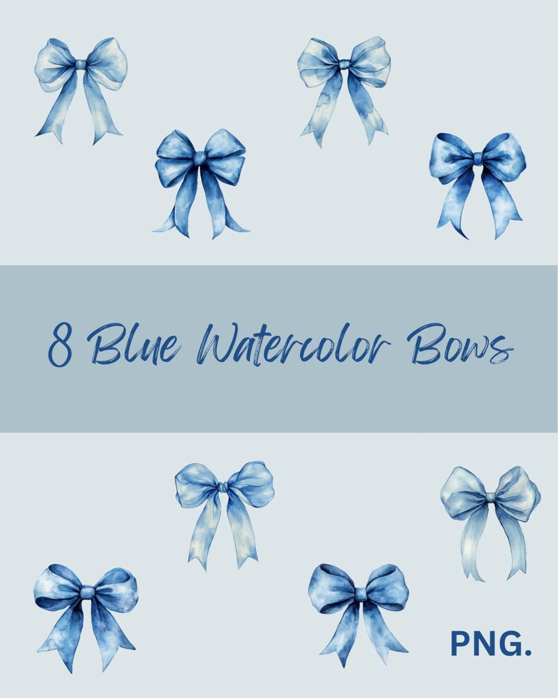 Watercolor Blue Bows Clipart Baby Shower Decor Wedding Invitation PNG ...