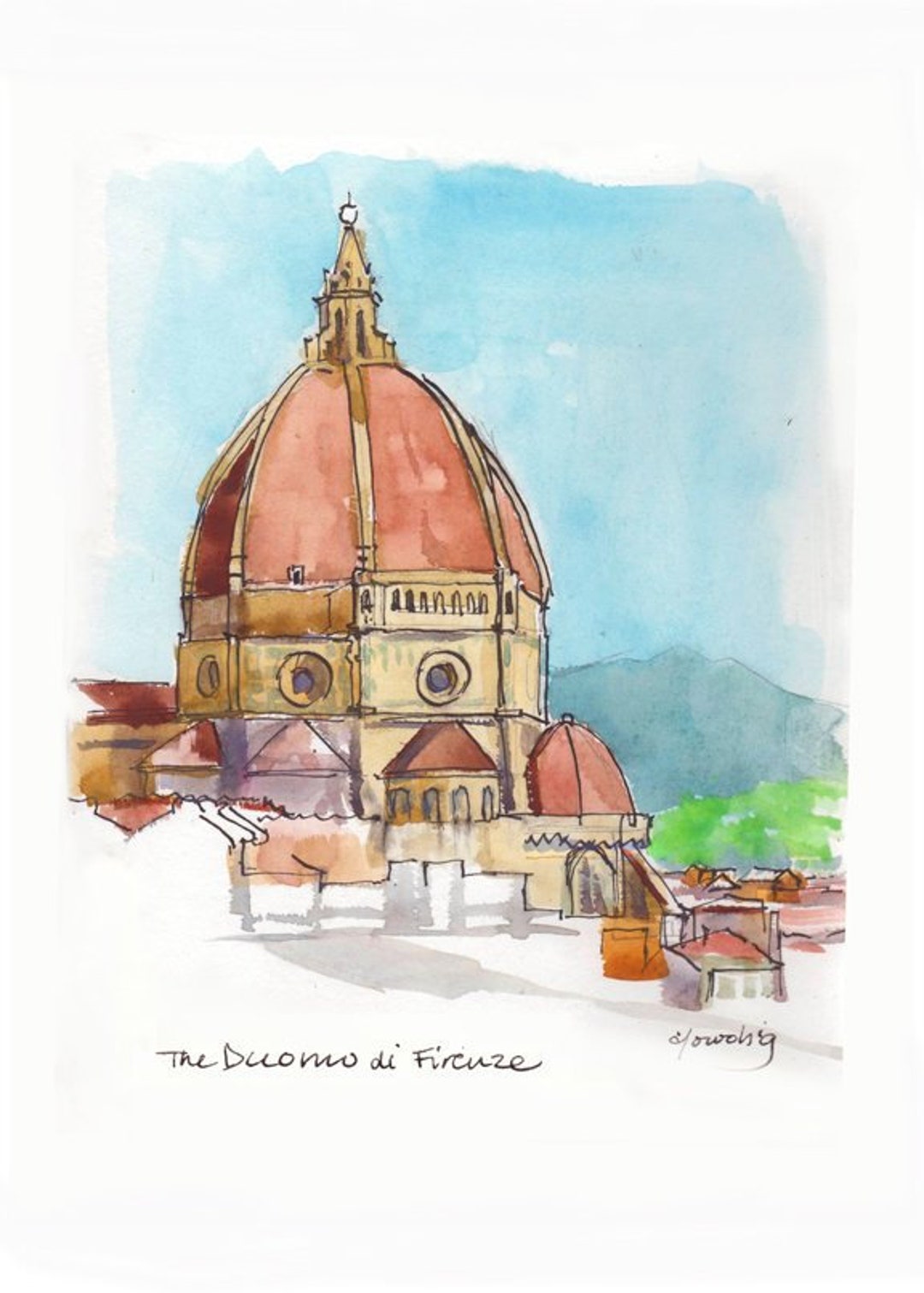 Florence Cathedral Watercolor Print: Duomo Di Firenze, Italy Travel ...