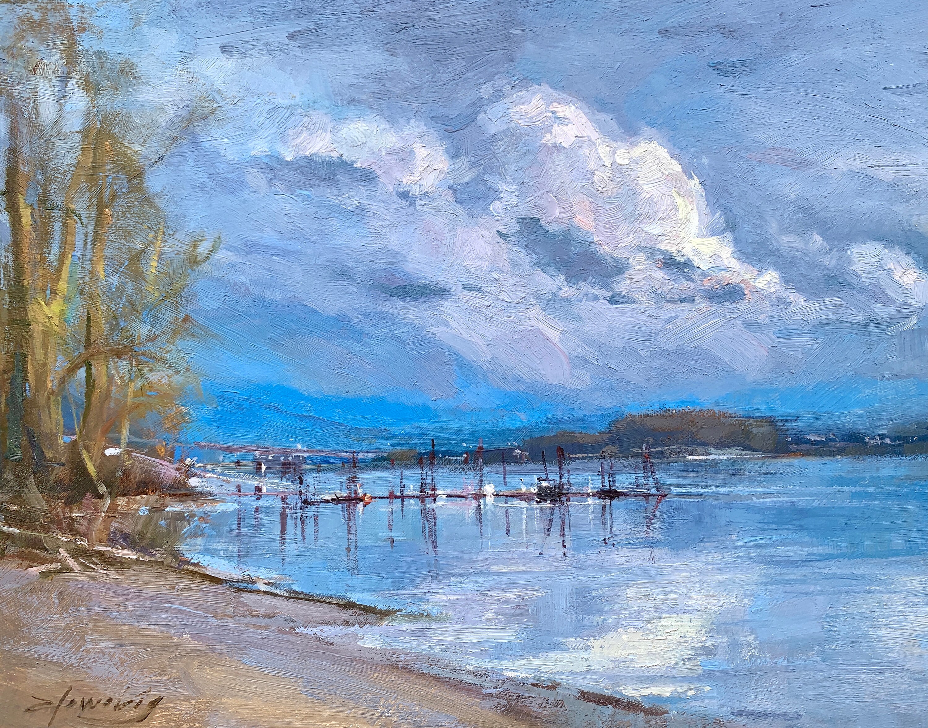 19.5x27.55 inch Rural Snow landscape WINTER LANDSCAPE Impressionist ...