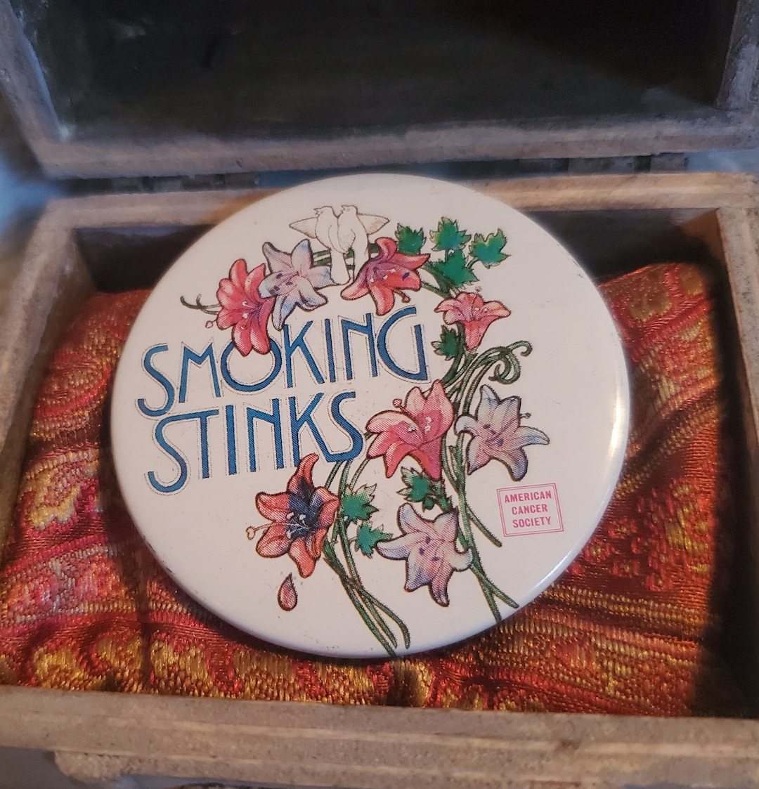 Smoking Stinks Pin Button Badge Flower Bouquet American Cancer Society ...