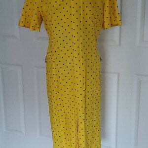 Sunshine Starshine Yellow Black Polka Dot Spotted Button Down Secretary ...