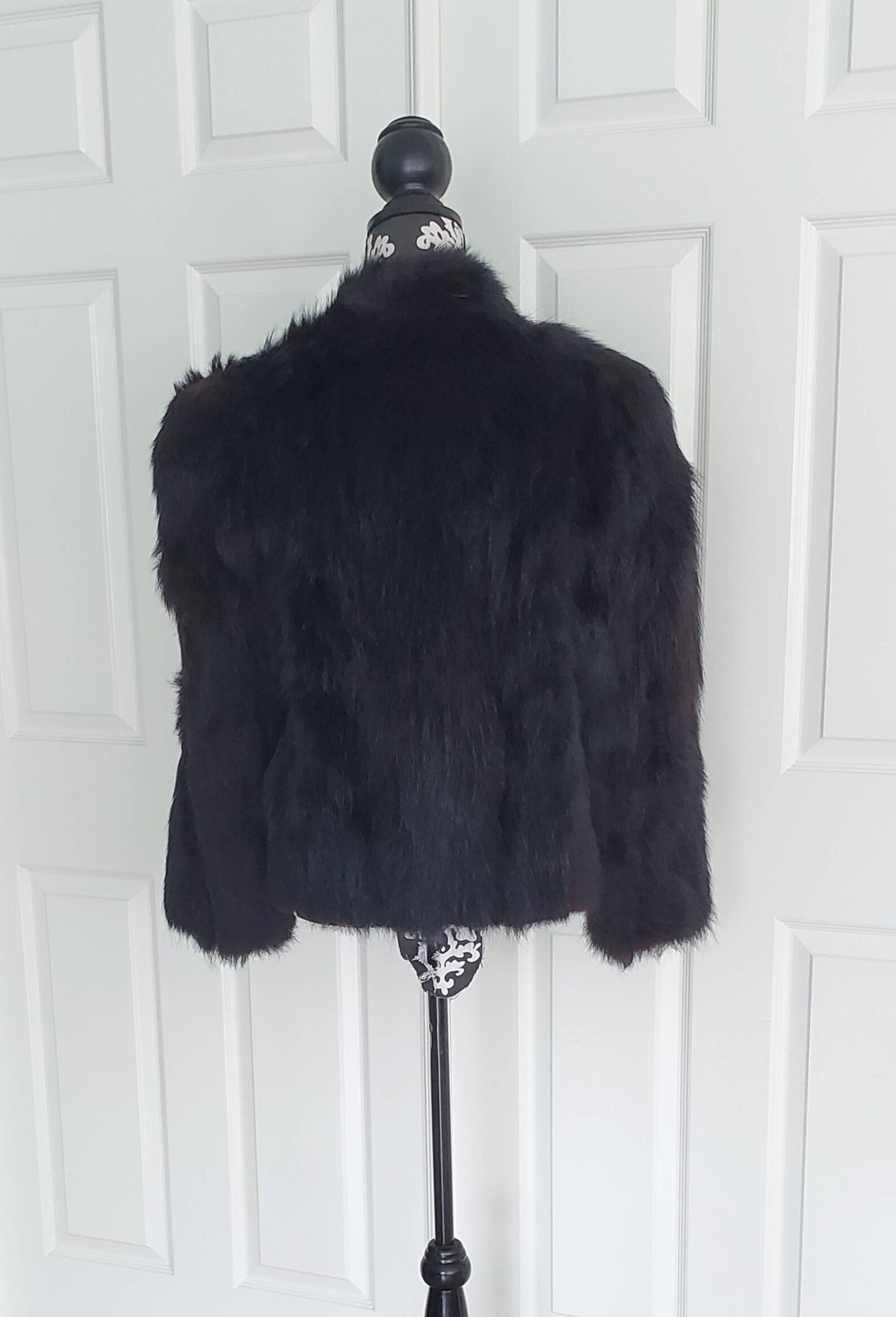 Black Skunk Fur Over Coat Jacket Vintage 1960s Silk Lined Ruffle Trim ...