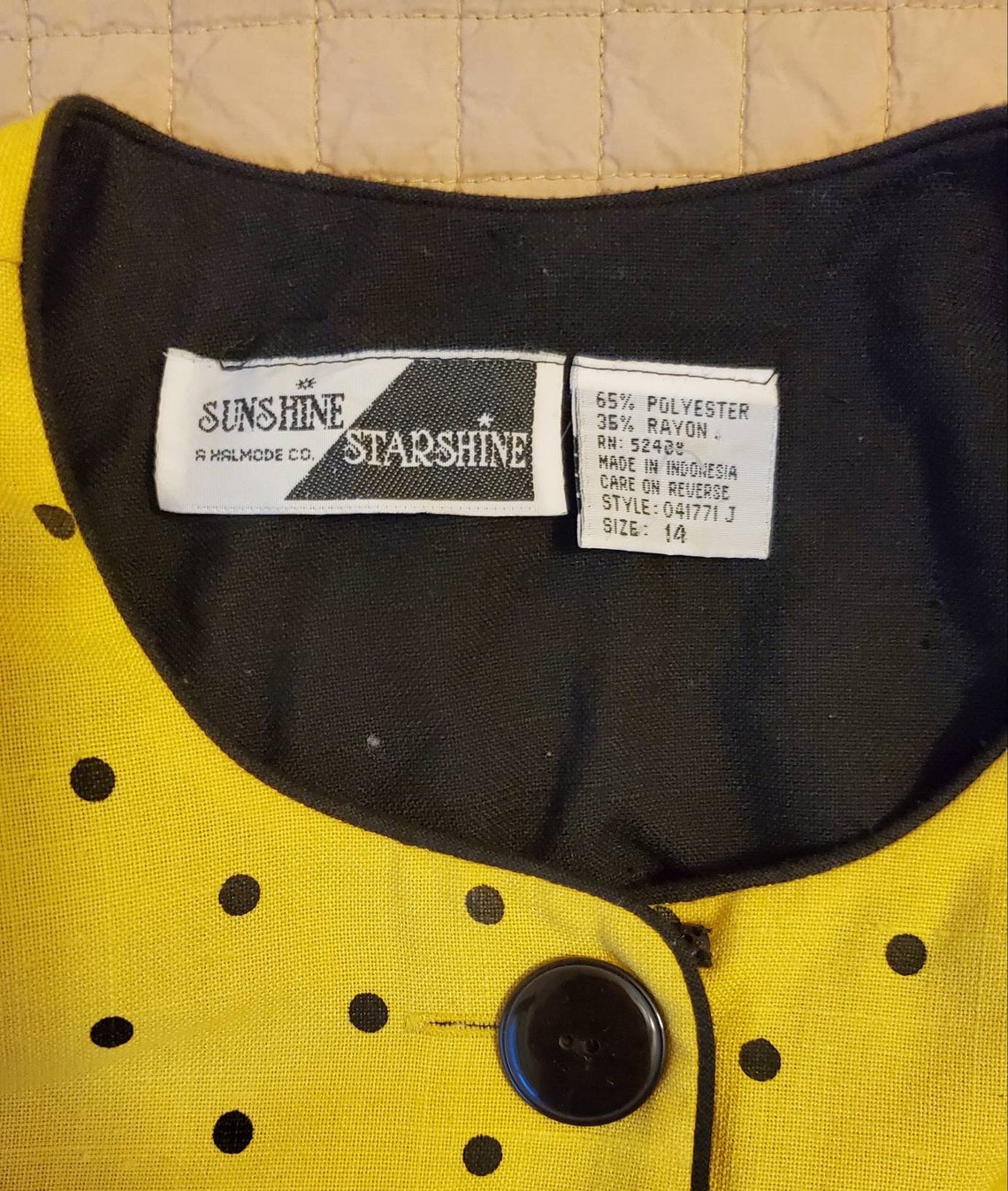 Sunshine Starshine Yellow Black Polka Dot Spotted Button Down Secretary ...