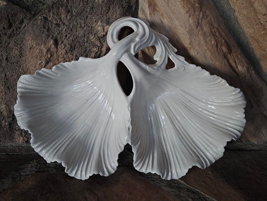 Gingko Leaf Ceramic Jewelry Dish Plate Tray Whittie Potteries 832 White ...