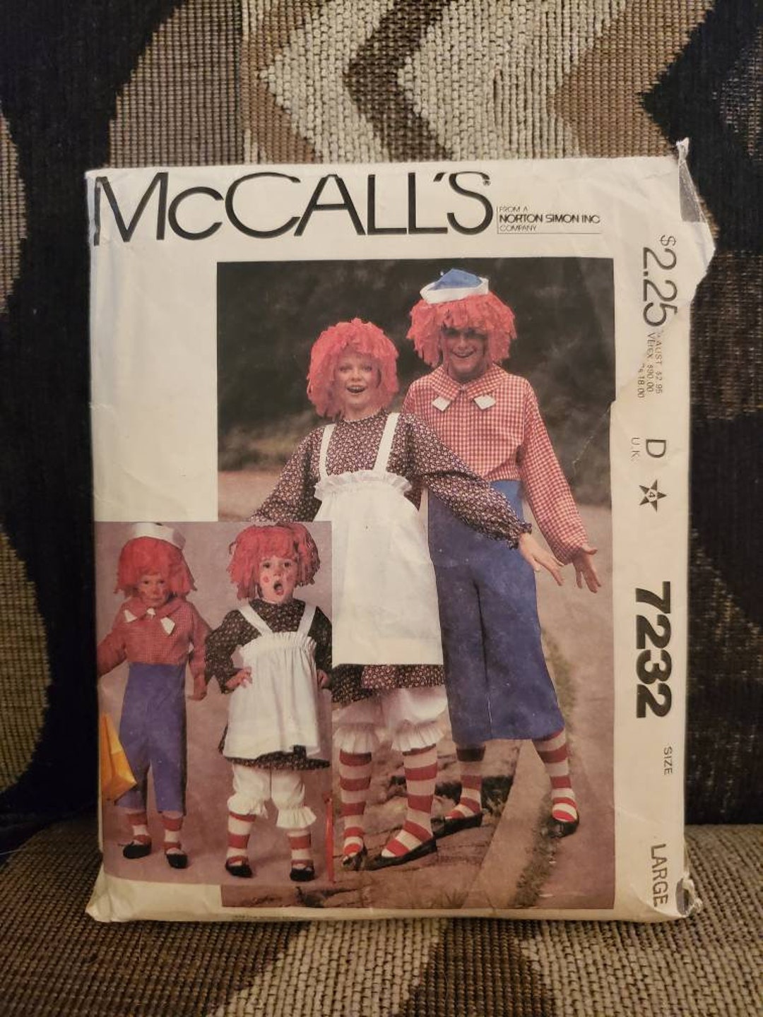 Mccalls 7232 Raggedy Anne Andy Complete Pattern Large Rag Doll 1970s ...
