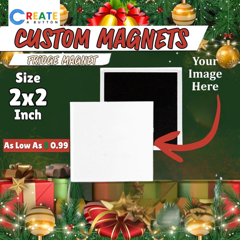 2x2" CHRISTMAS FRIDGE MAGNET - Personalized Fridge Magnets, Your Image ...