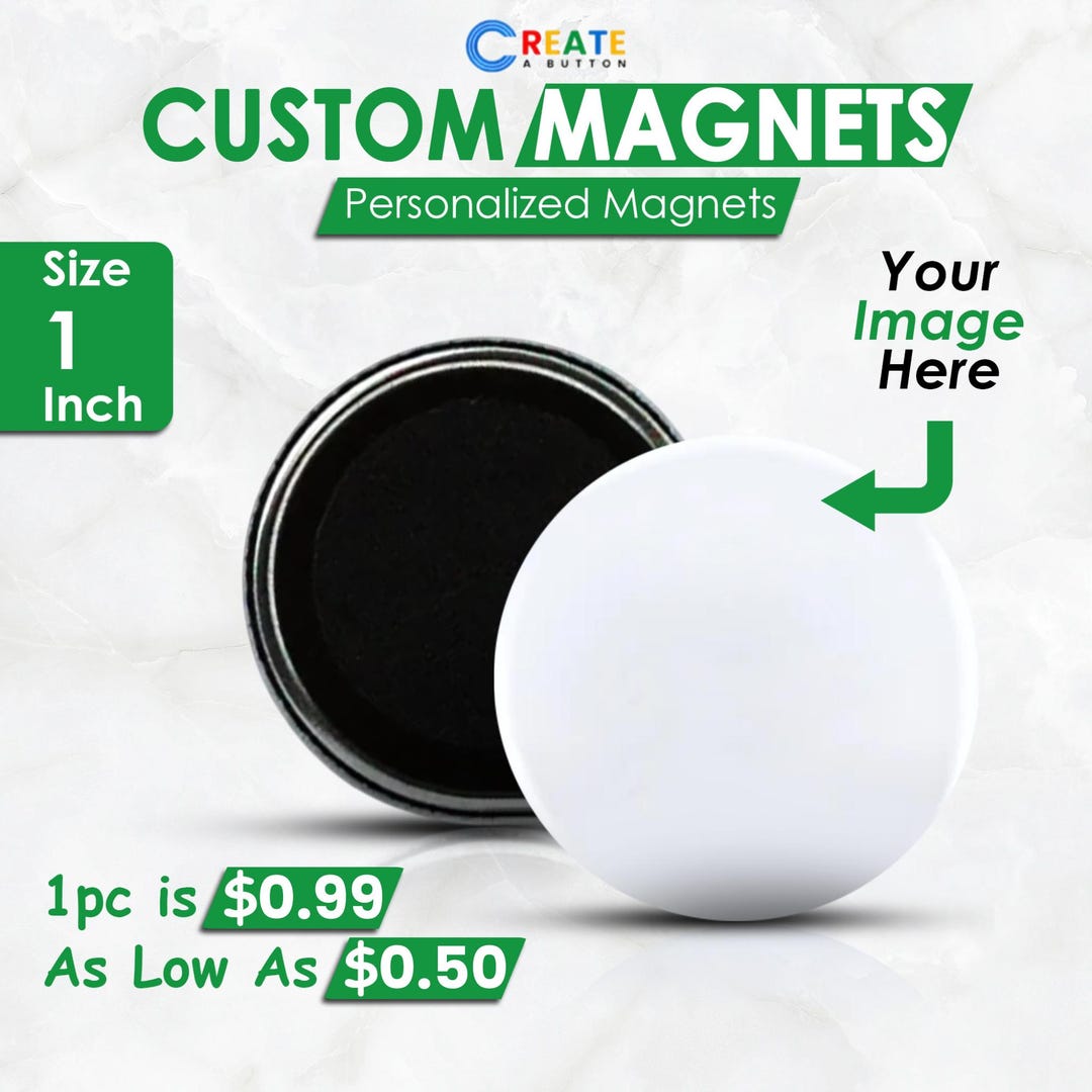 PERSONALIZED PHOTO MAGNET Promotional Items Logo, Round Button Magnets ...