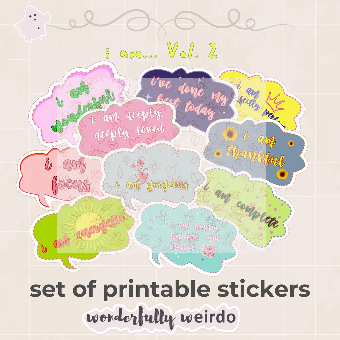 Printable Stickers for Journals, Planners and Crafts | I Am Statements ...