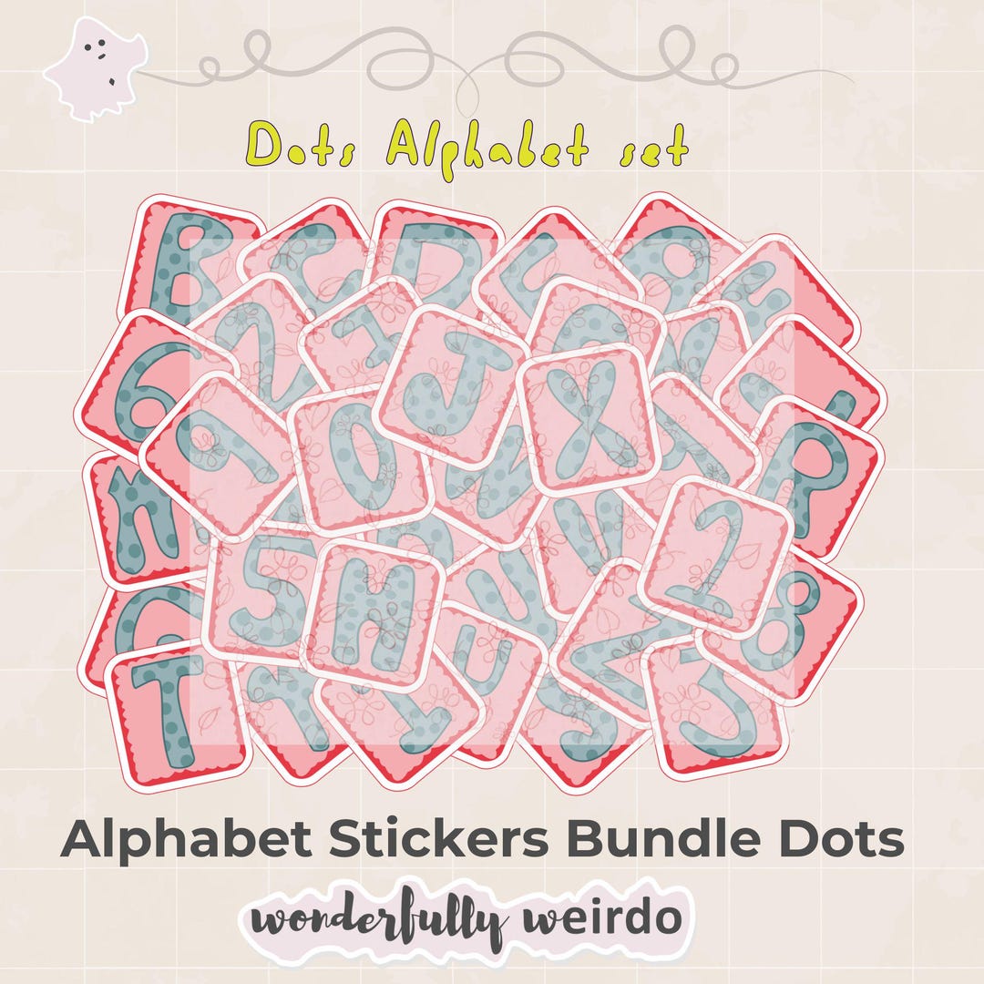 Alphabet Sticker Bundle Dots Theme PNG PDF Printable Letters and ...