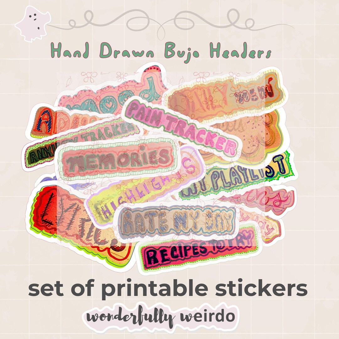 Hand Drawn Bujo Headers Printable Sticker Bundle for Bullet Journal ...