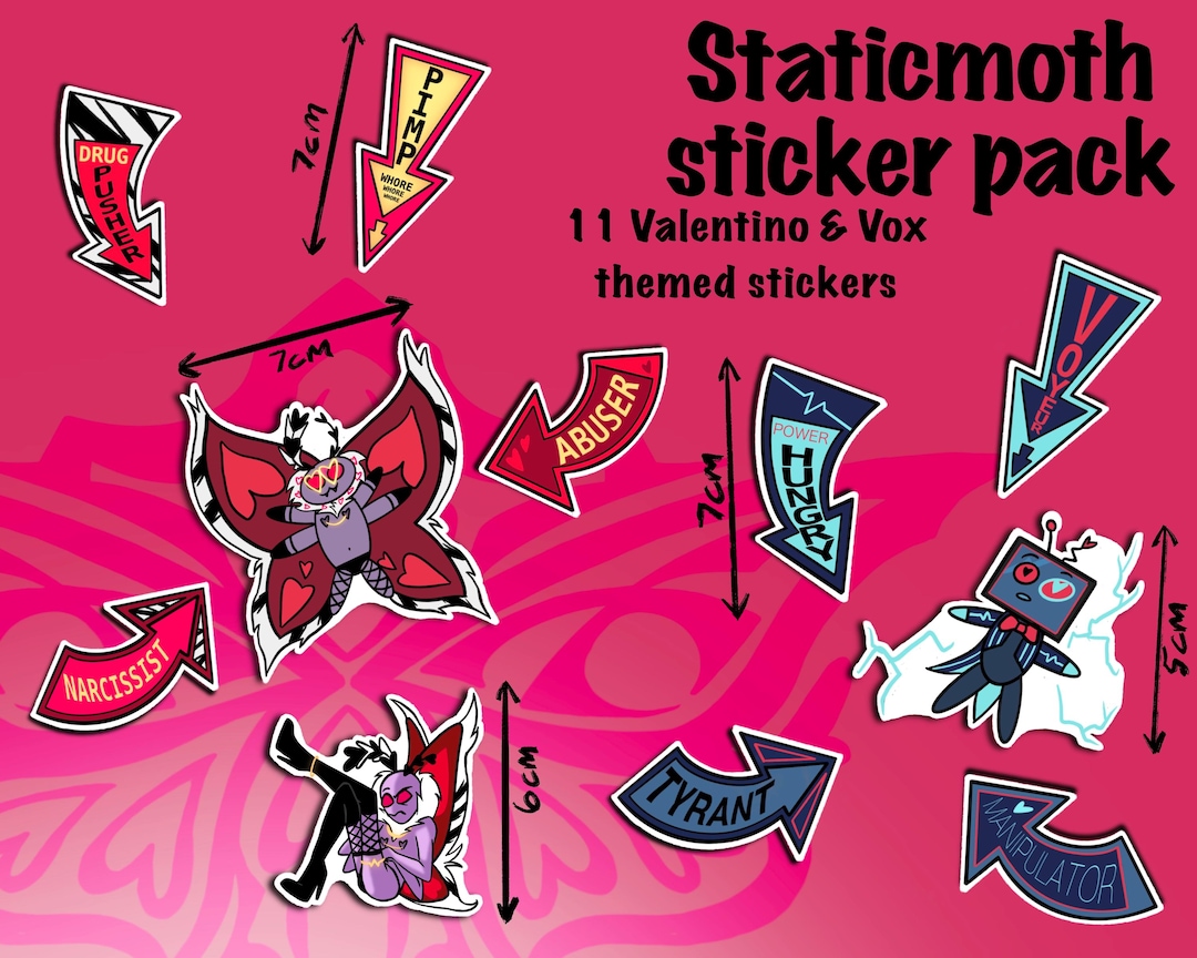 Staticmoth Valentino Vox Hazbin Sticker Pack - Etsy
