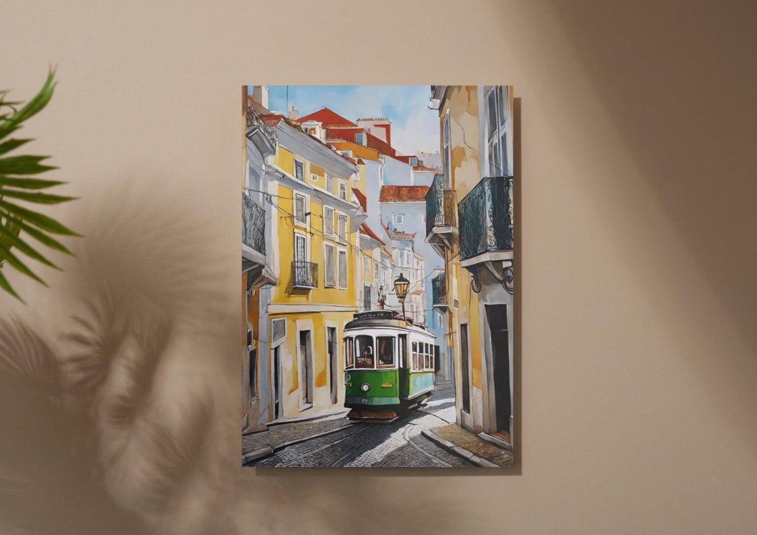 Printable City Wall Art, Day in Lisbon Wall Art, Lisbon Tram ...
