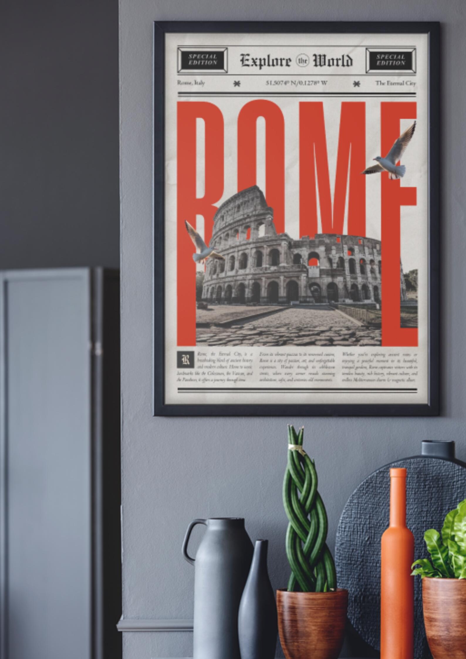 Rome Newspaper Travel Poster: Vintage Italian Wall Art (digital Print ...