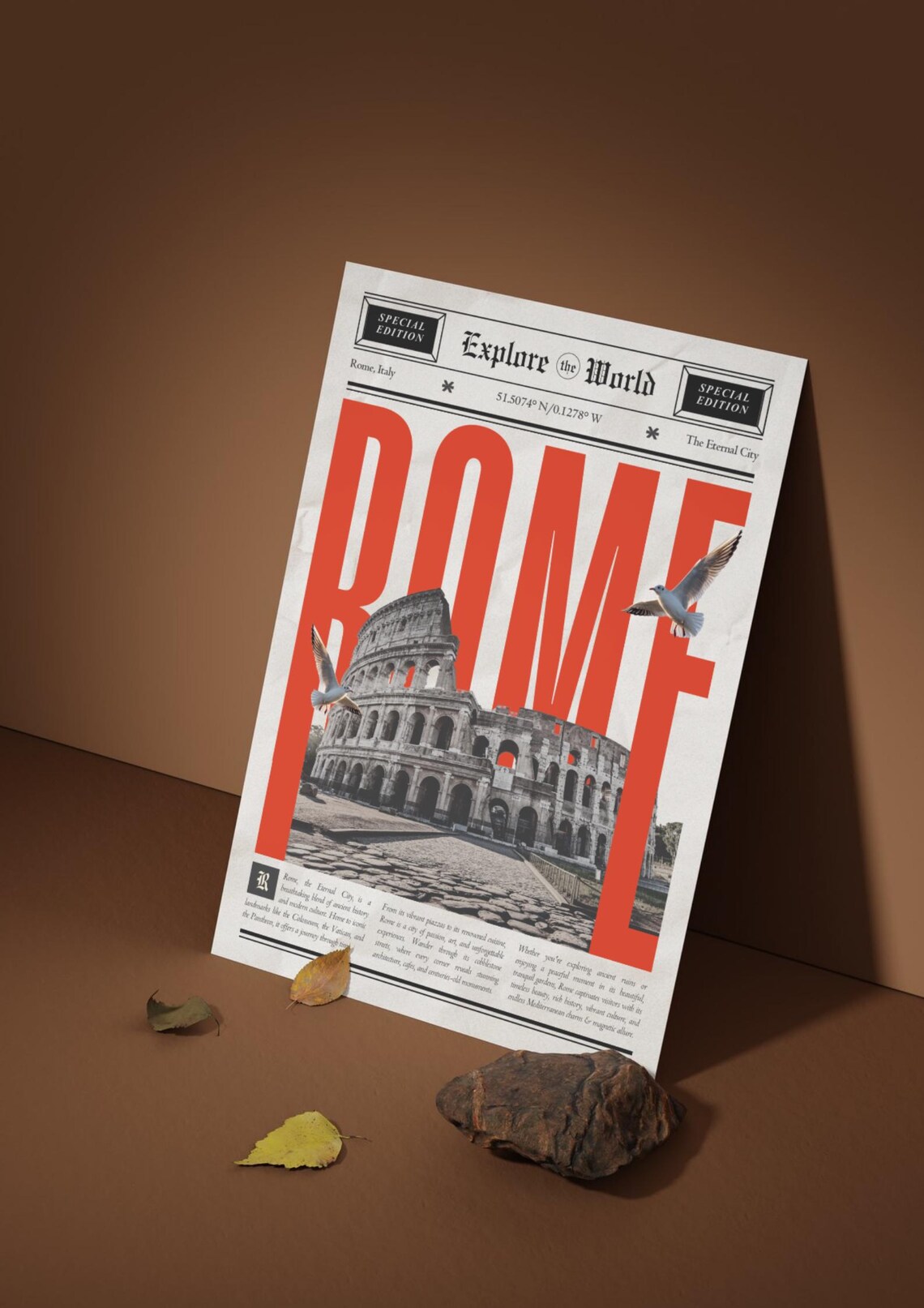 Rome Newspaper Travel Poster: Vintage Italian Wall Art (digital Print ...