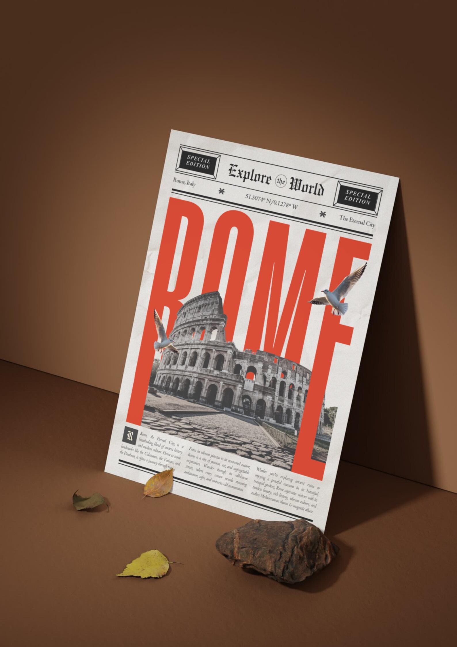 Rome Newspaper Travel Poster: Vintage Italian Wall Art (digital Print ...