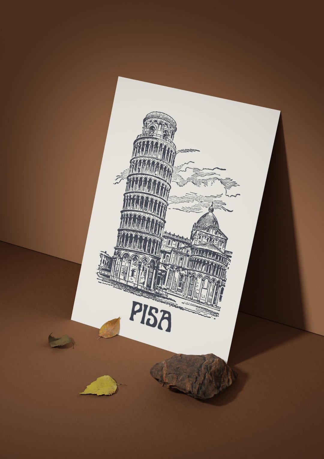 Pisa Wall Art, Leaning Tower of Pisa Illustration, Travel Souvenir ...