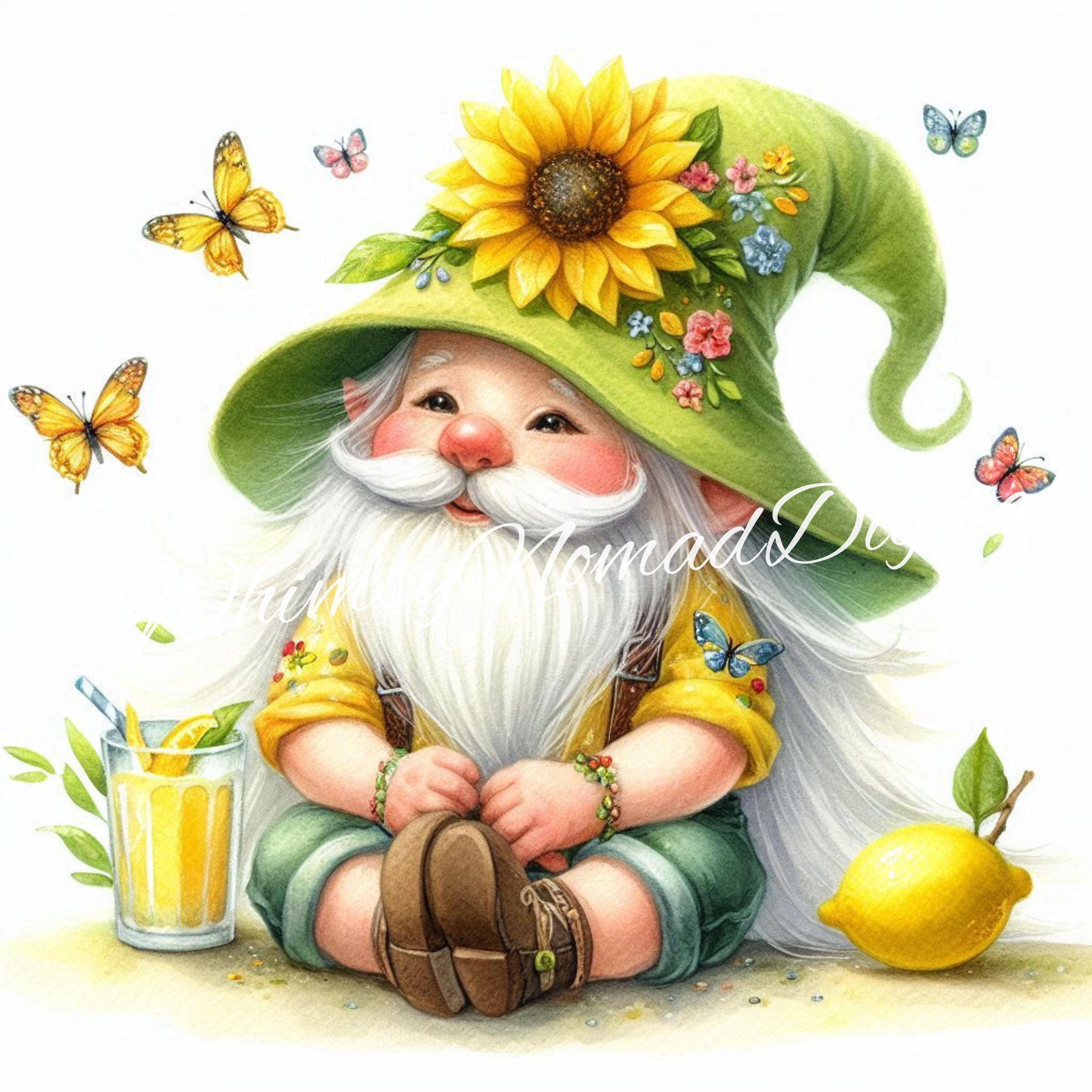 Summer Gnome Clipart, Lemon Gnome, Sunflower Gnome Art, Sublimation ...