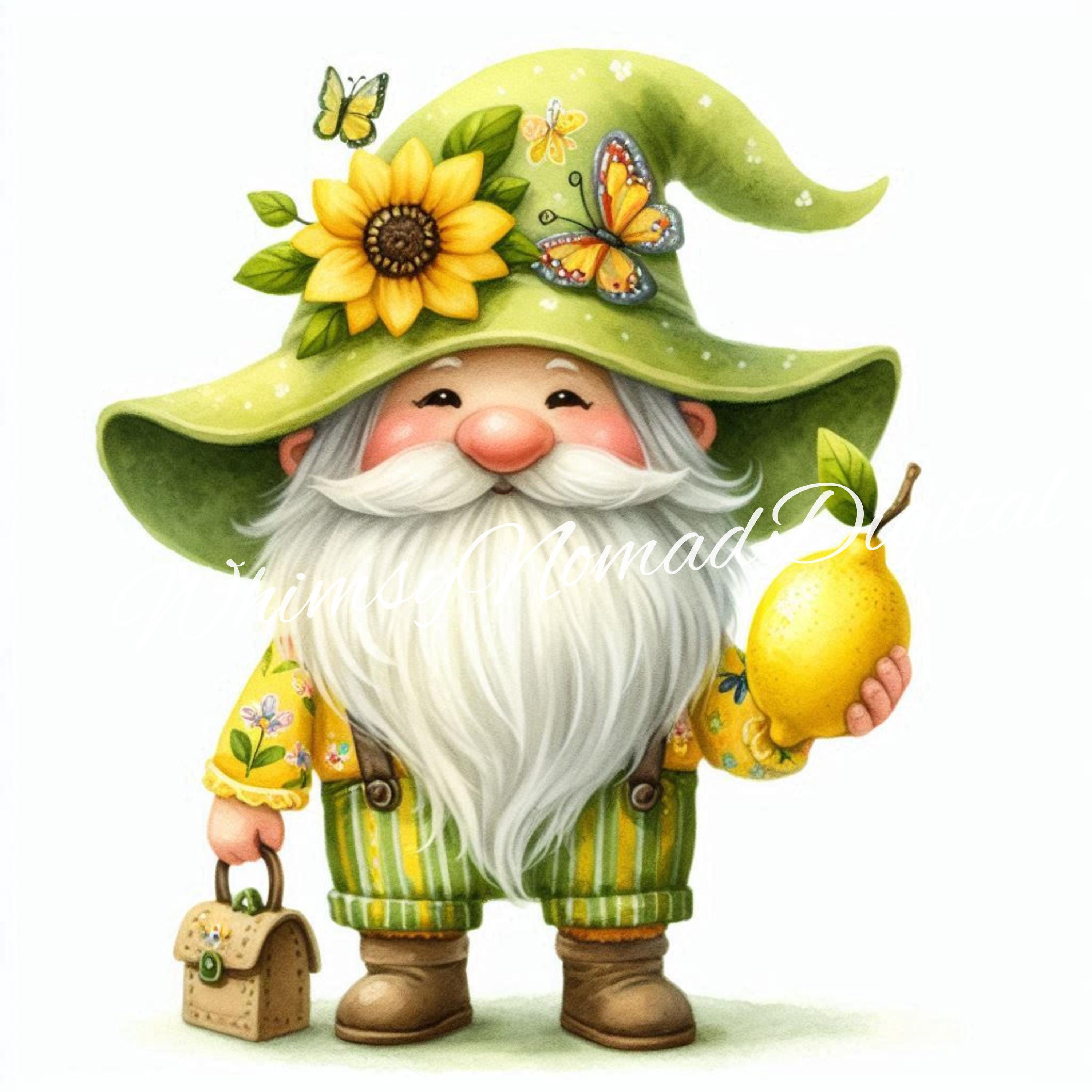 Summer Gnome Clipart, Lemon Gnome, Sunflower Gnome Art, Sublimation ...