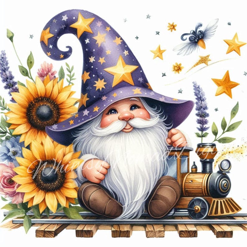 Spring Gnome Clipart, Summer Wizard Gnome, Star Hat Gnome Art, Sunflower Gnome Bundle, Mother's ...