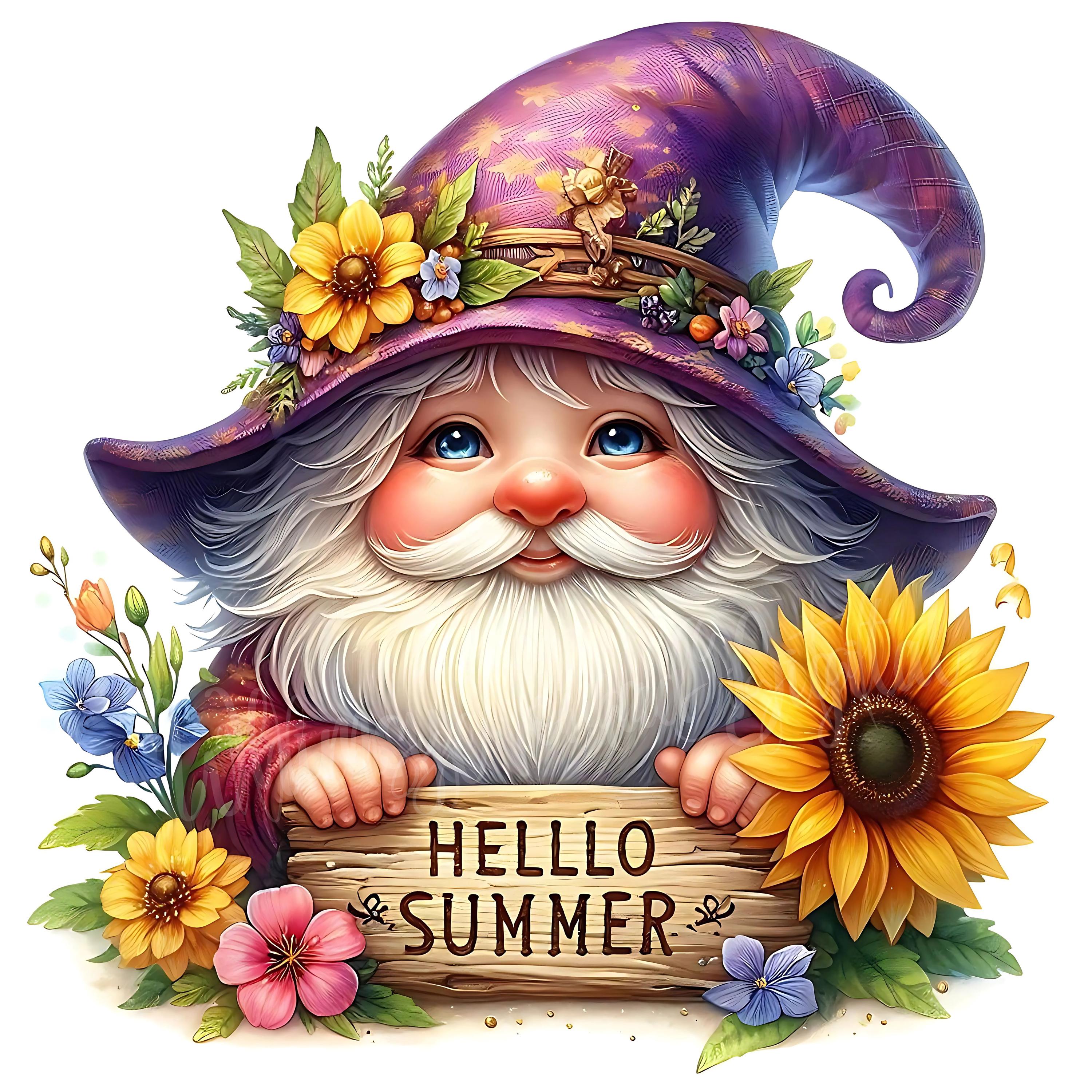 Summer Gnome Clipart Cute Gnome Jpeg S Sunflower Gnome Sublimation