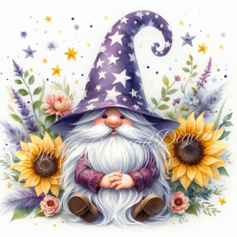 Spring Gnome Clipart, Summer Wizard Gnome, Star Hat Gnome Art, Sunflower Gnome Bundle, Mother's ...
