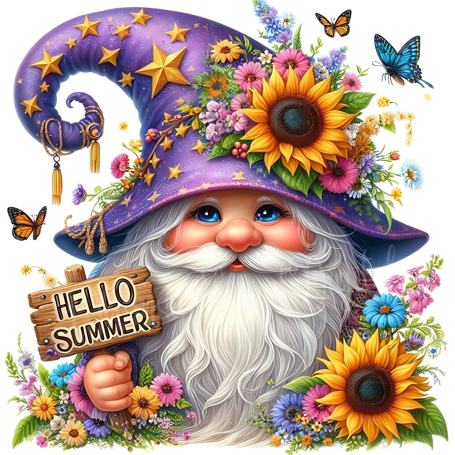 Summer Gnome Clipart, Cute Gnome Jpeg's, Sunflower Gnome Sublimation ...