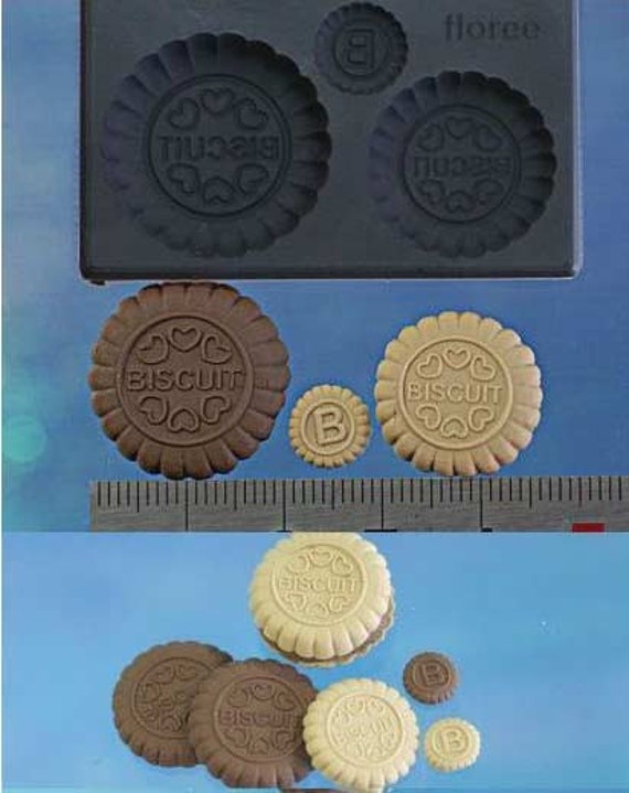Miniature Cookie biscuit Plastic Mould mold. Floree Miniature Food Moulds mold. 3 Sizes in One Mold. Circular Cookies and Biscuits. Etsy UK