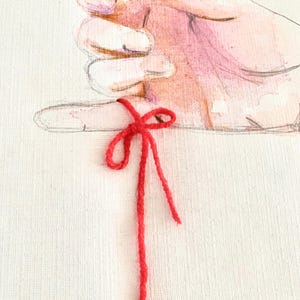 The Red String - Mixed Technique: Hand-painted Watercolour and Red ...