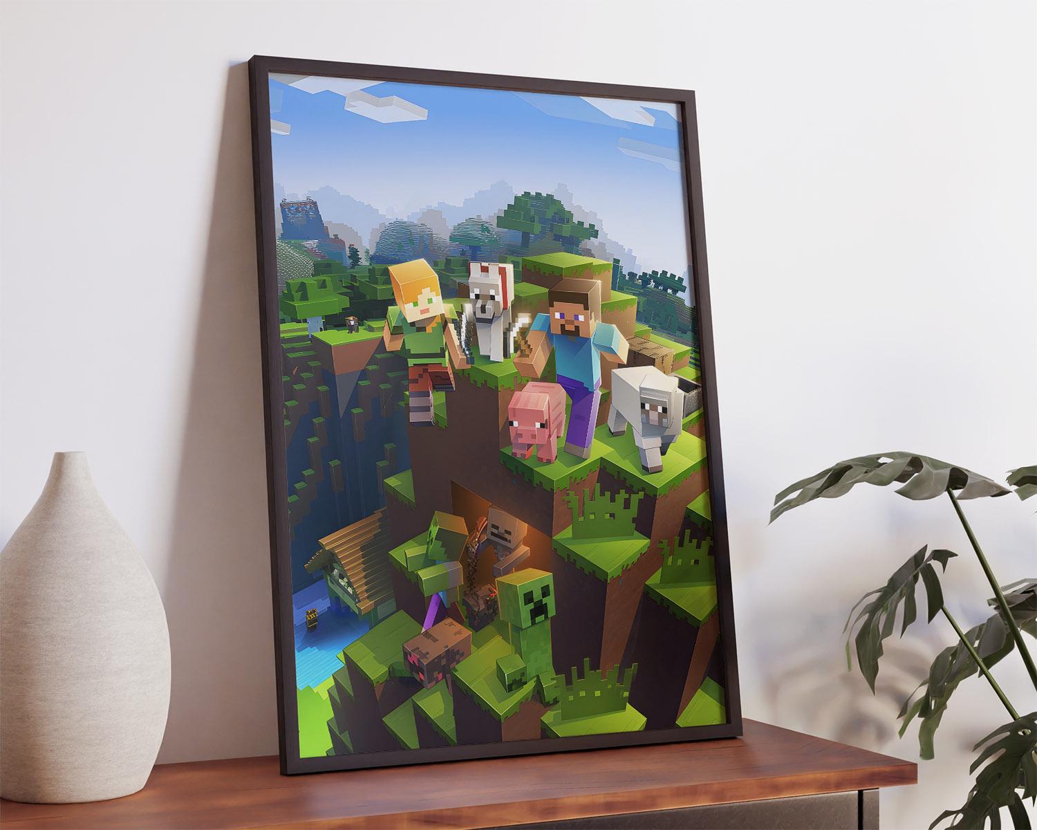 Minecraft Poster, Set of Landscape Minecraft Print, Pixel Video Game ...