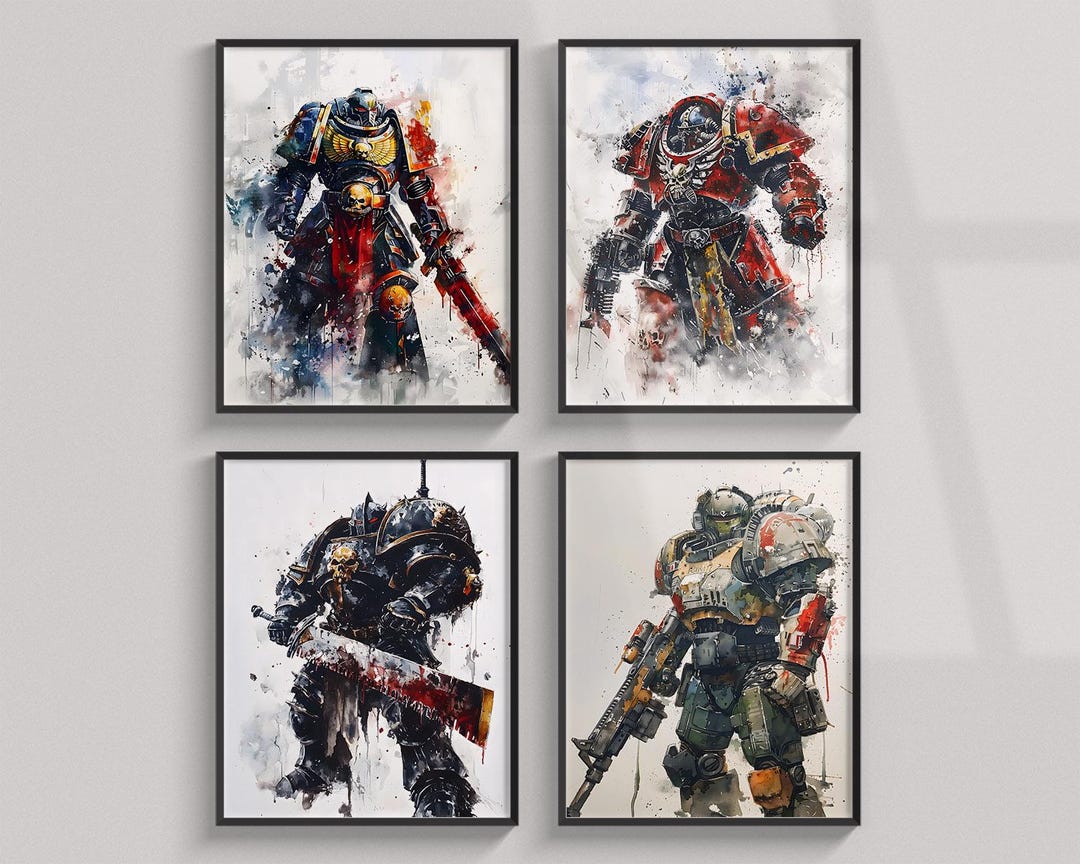 Warhammer Poster Printable, Warhammer Art Print, Set of 4 Watercolor ...