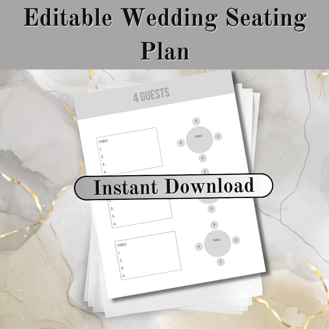 Wedding Seating Plan Template Digital Download Wedding Planner Seating ...