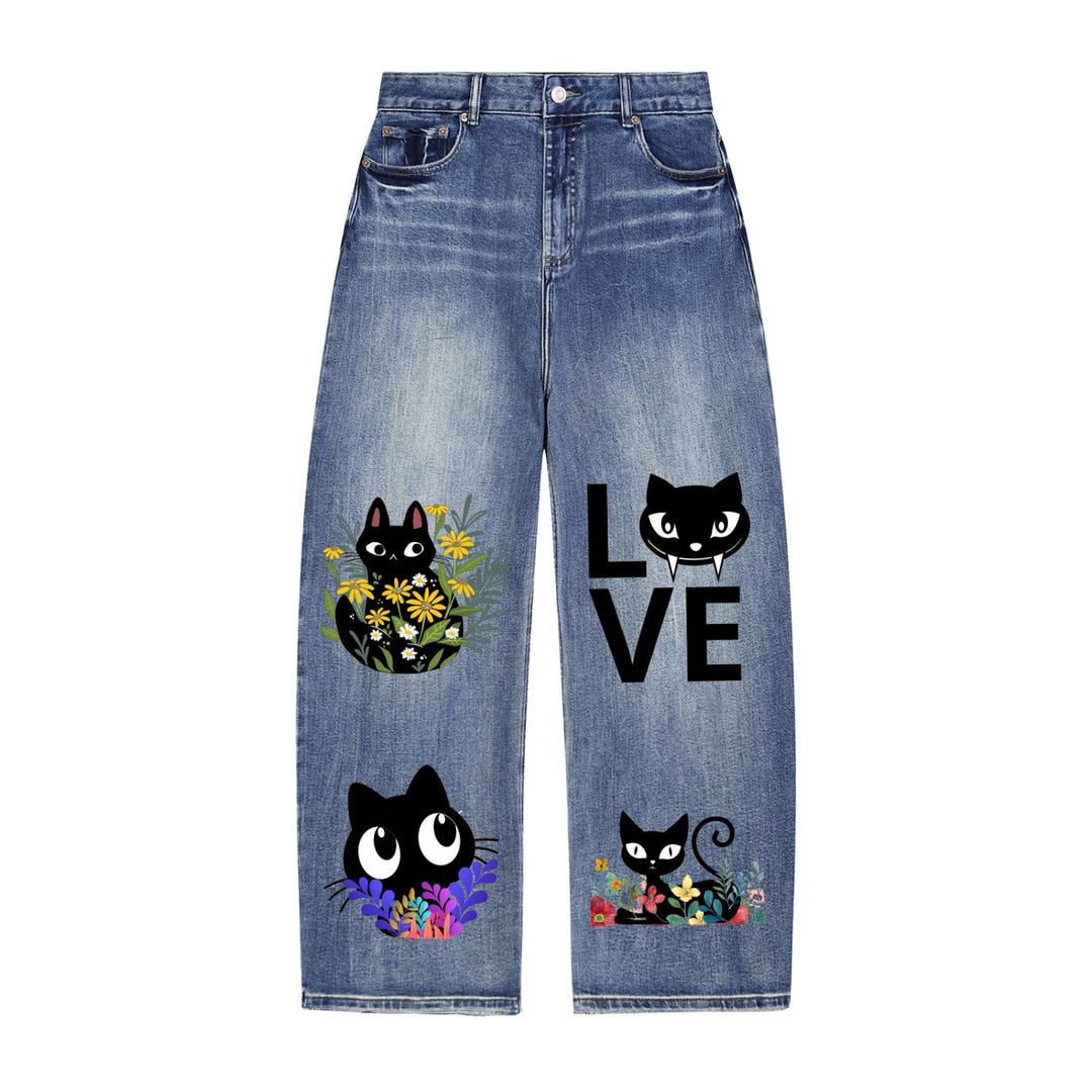 Silly Cat Sun Fade Heavyweight Denim Jeans - Etsy