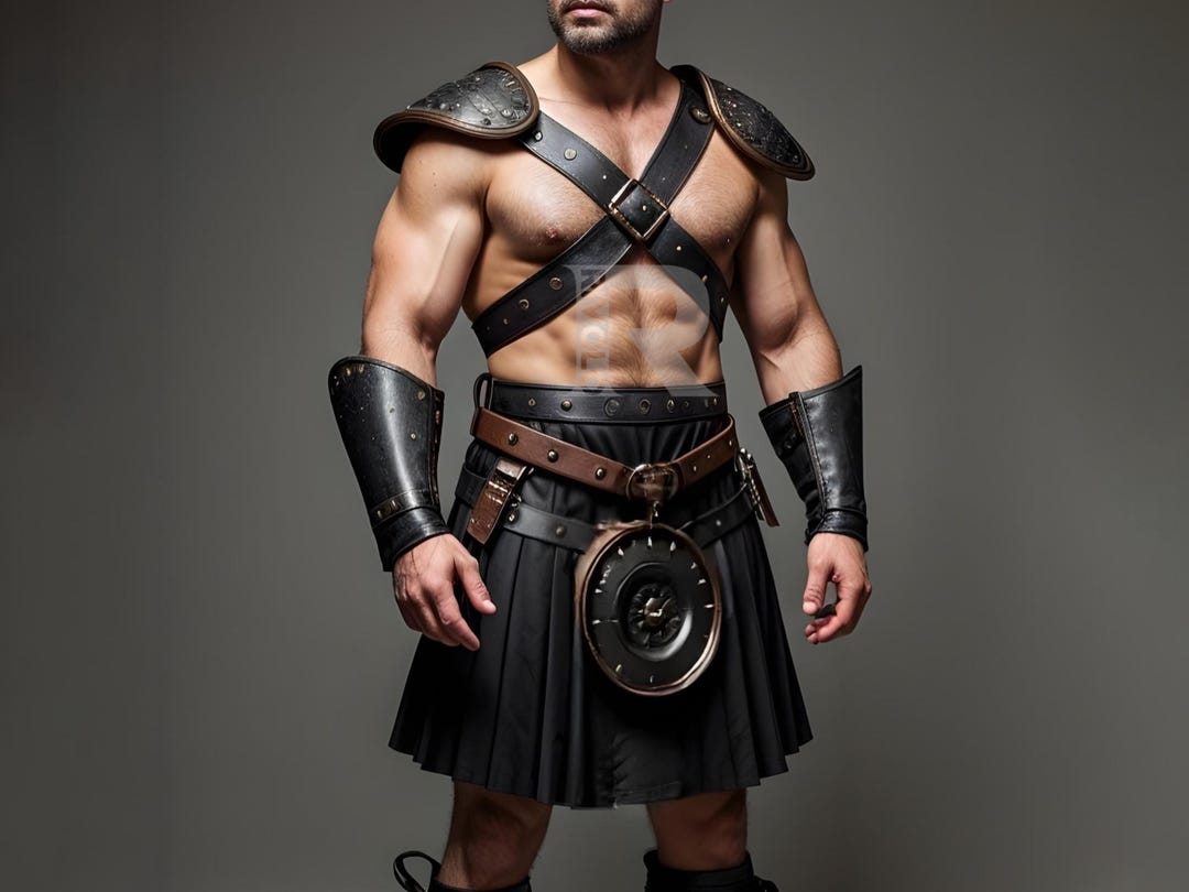 Handmade Leather Gladiator Kilt | Cosplay Armor, Harness & Shoulder ...