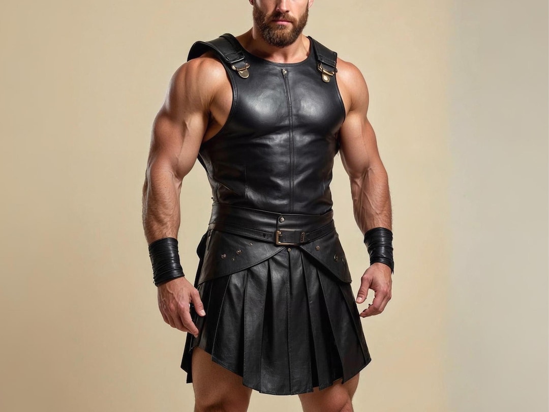Handmade Leather Gladiator Armor: Roman Kilt & Vest - LARP Cosplay ...