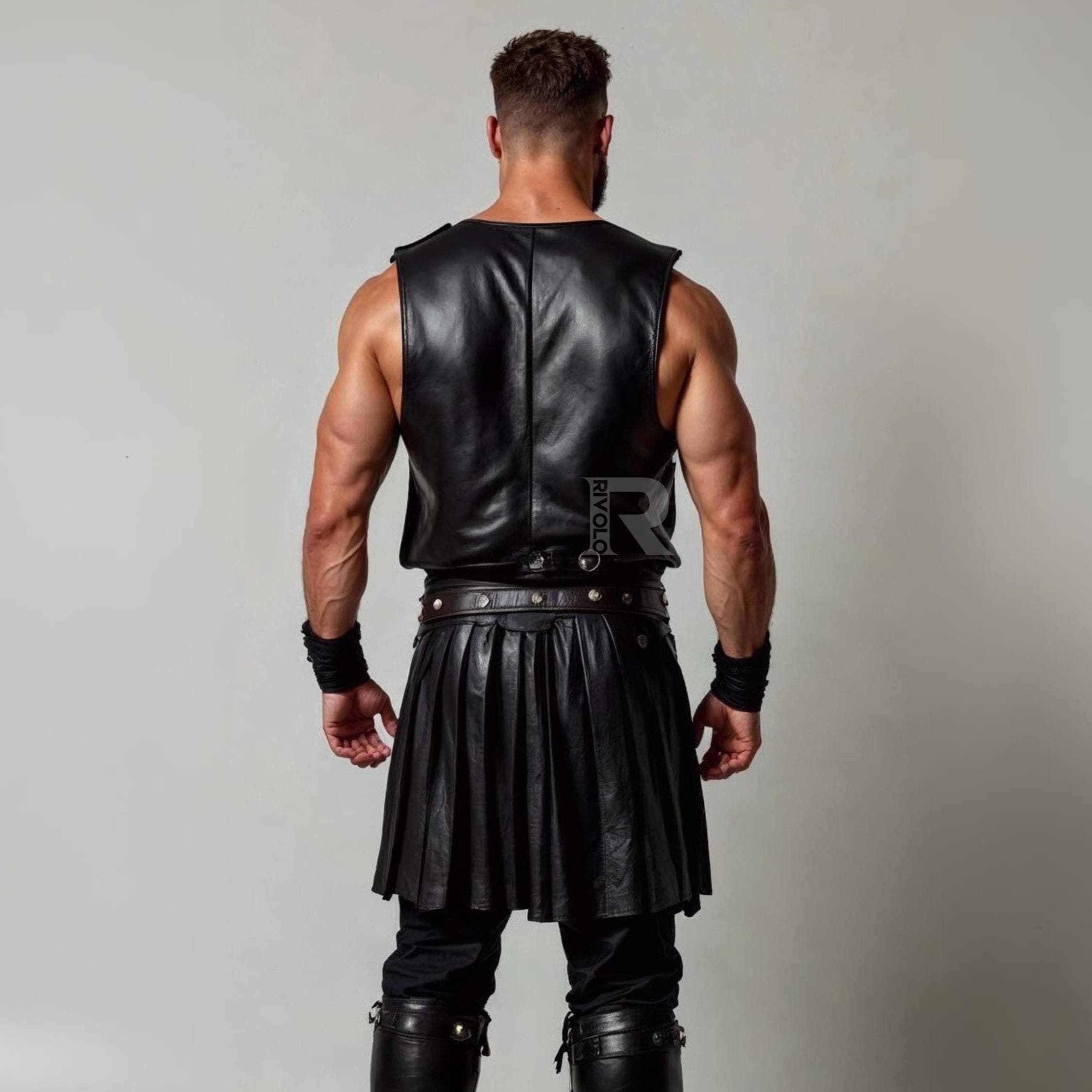 Barbarian Leather Armor | Genuine Leather Gladiator Kilt & Armor Vest ...