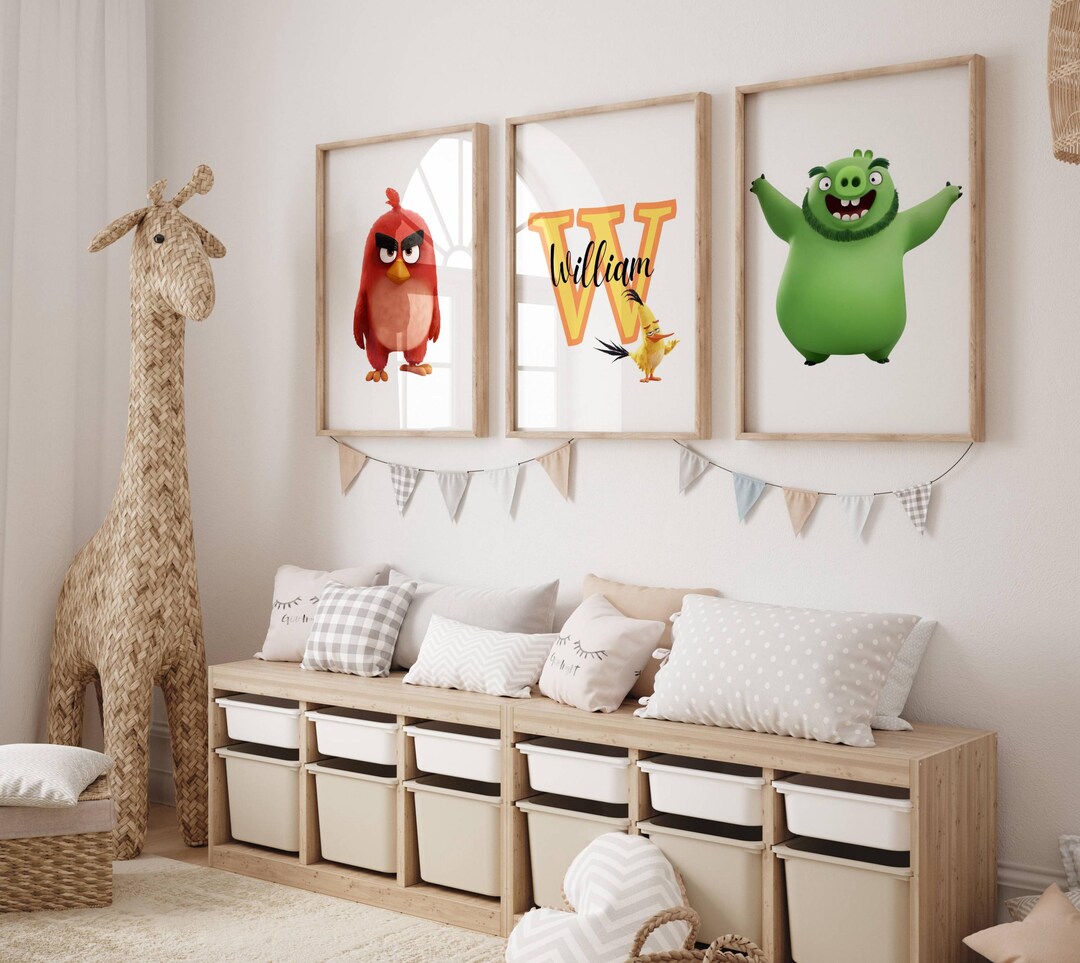 Set of 3 Personalised Angry Birds Posters / Game Room / Girls Bedroom ...