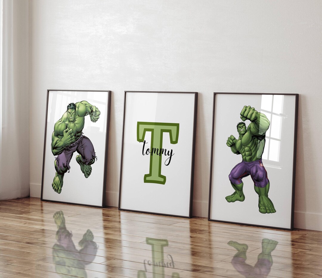 Set of 3 Personalised the Hulk Posters / Stitch Design / Girls Bedroom ...