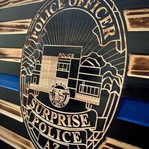 Rustic Thin Blue Line American Flag Wall Art - Police Officer ...