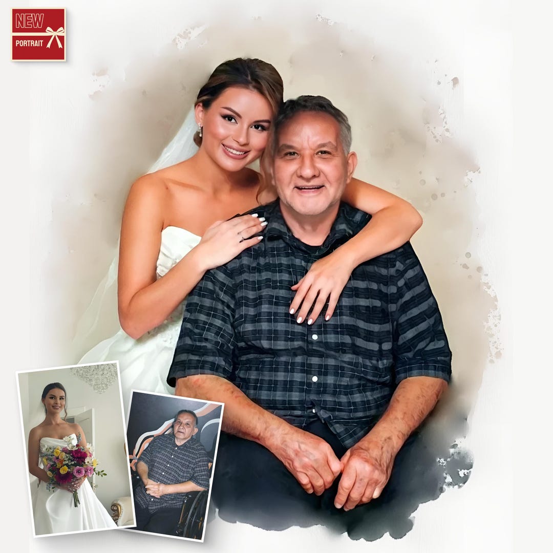 Memorial Gifts Multiple People, Wedding Portrait, Add Deceased Parent ...