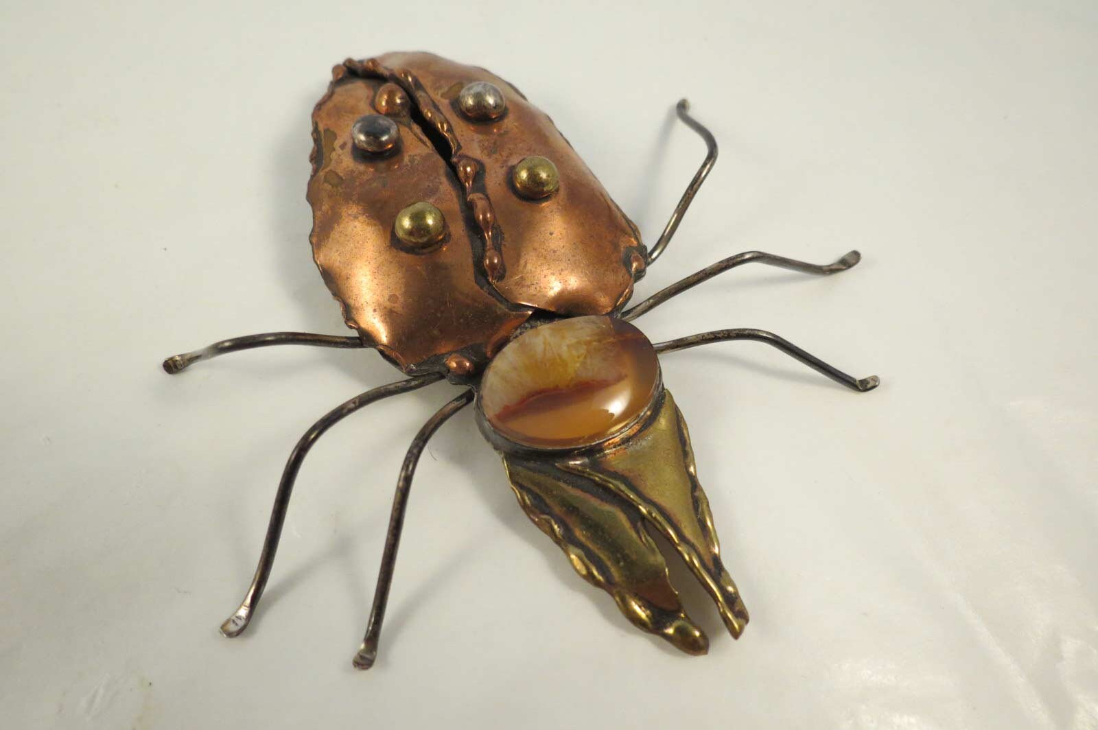 Vintage Artisan Sterling Copper LARGE Beetle Brooch PIN - Etsy