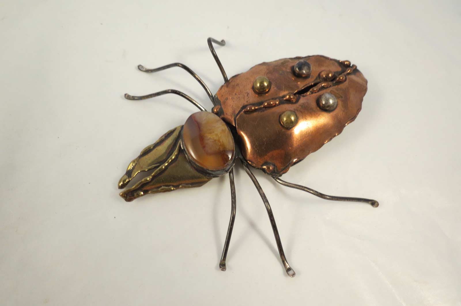 Vintage Artisan Sterling Copper LARGE Beetle Brooch PIN - Etsy