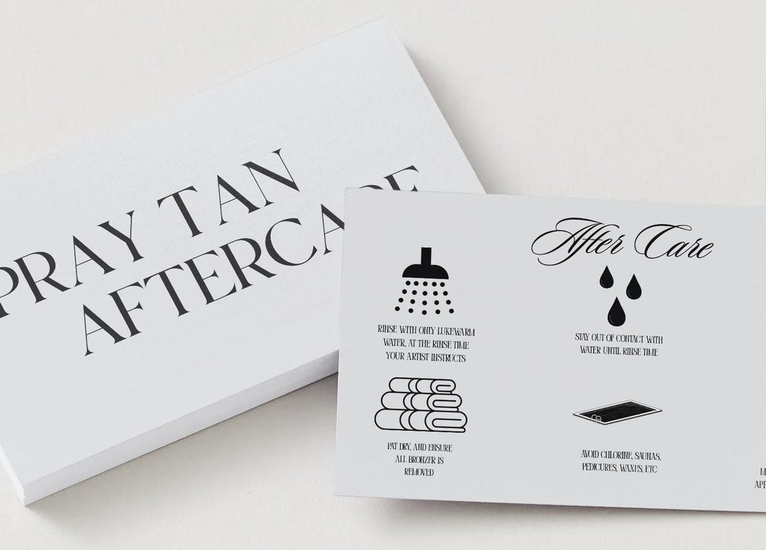 Spray Tan Aftercare Cards - Etsy