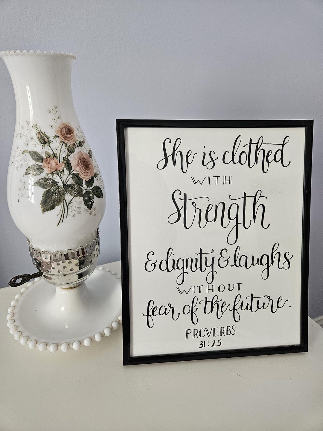 Bible Verse Handmade Calligraphy Art Proverbs 31:25 Printable - Etsy