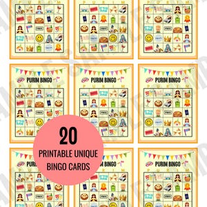 Purim BINGO Game (20 Bingo Cards) - PDF Download, Printable - Etsy