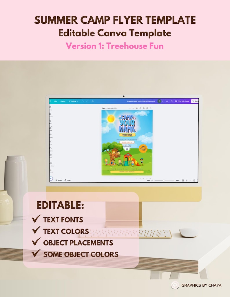 Summer Camp Flyer Editable Canva Template, Version 1: Treehouse Fun ...