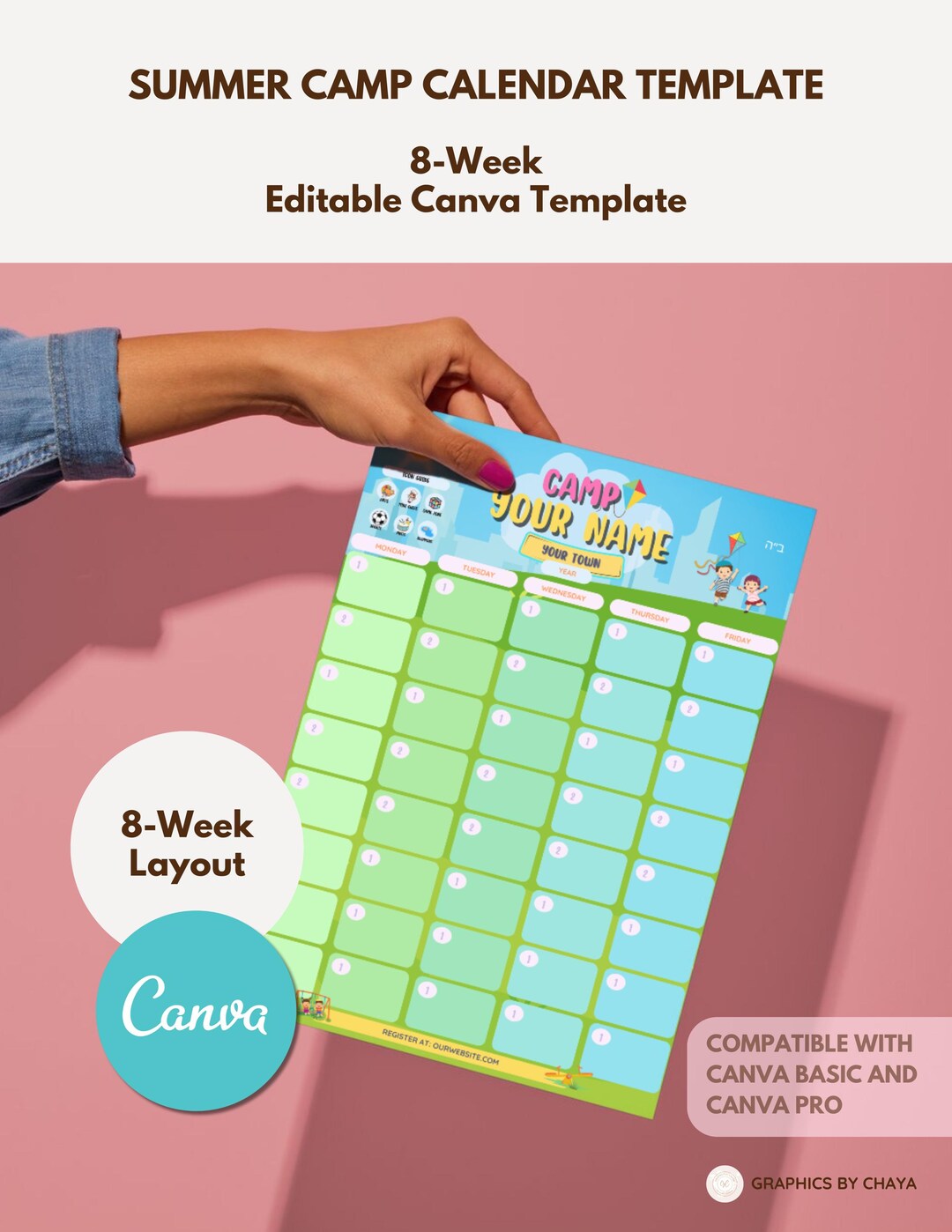 Camp Calendar 8-week Canva Template (version: City Skyline) - Etsy